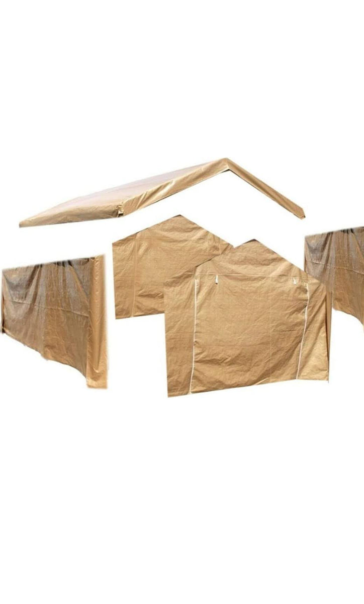 5 Pc Combo Tarps With Side Walls TAN 12x20 Fits a 10x20 Frame Free Shi ...