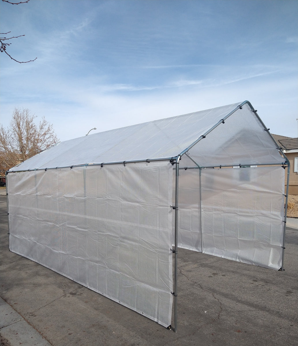 JG 10X20 HEAVY DUTY CANOPY WITH SIDE WALL PLUS STANDATR TOP CLEAR POLY ...